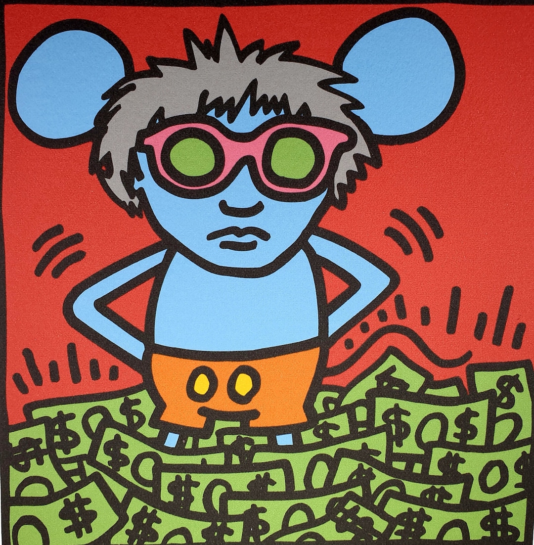 Keith Haring, Andy Mouse (1) 1986, Plate Signed Lithograph - Etsy
