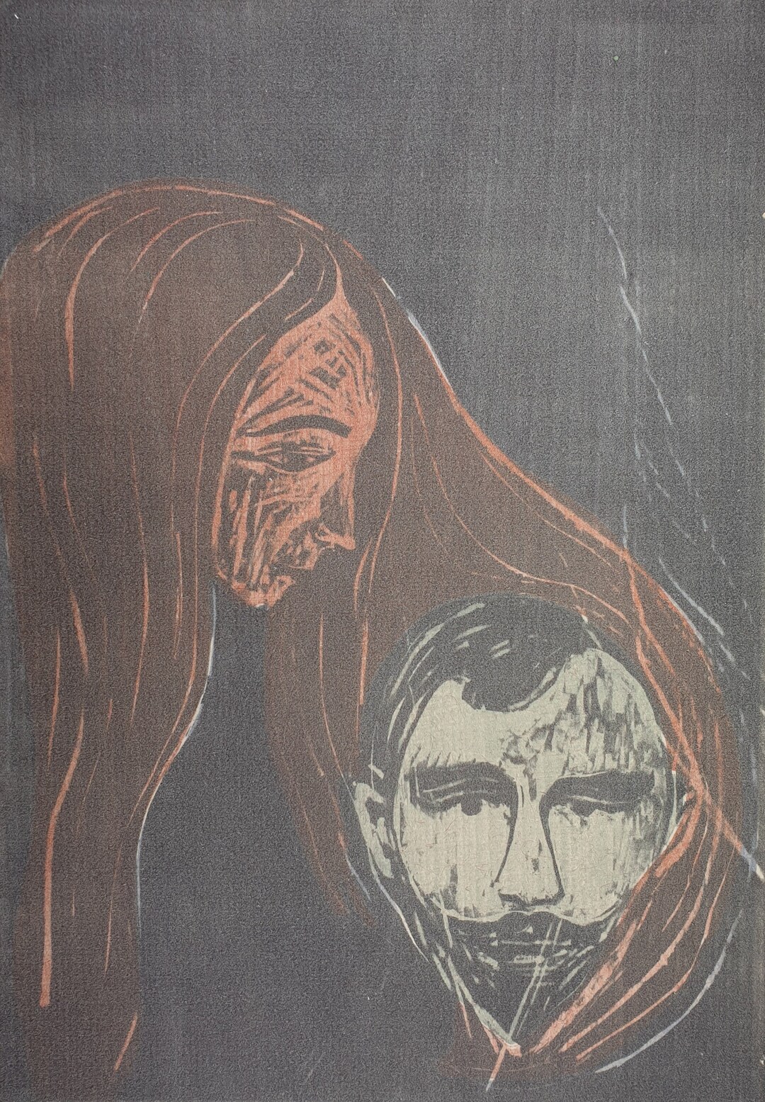Edvard Munch, Man's Head in Woman's Hair, Hand Signed Lithograph - Etsy