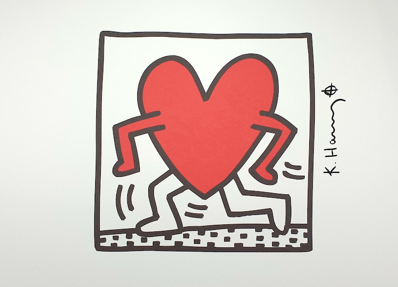 Keith Haring, My Running Heart! 1986, Plate Signed Lithograph - Etsy