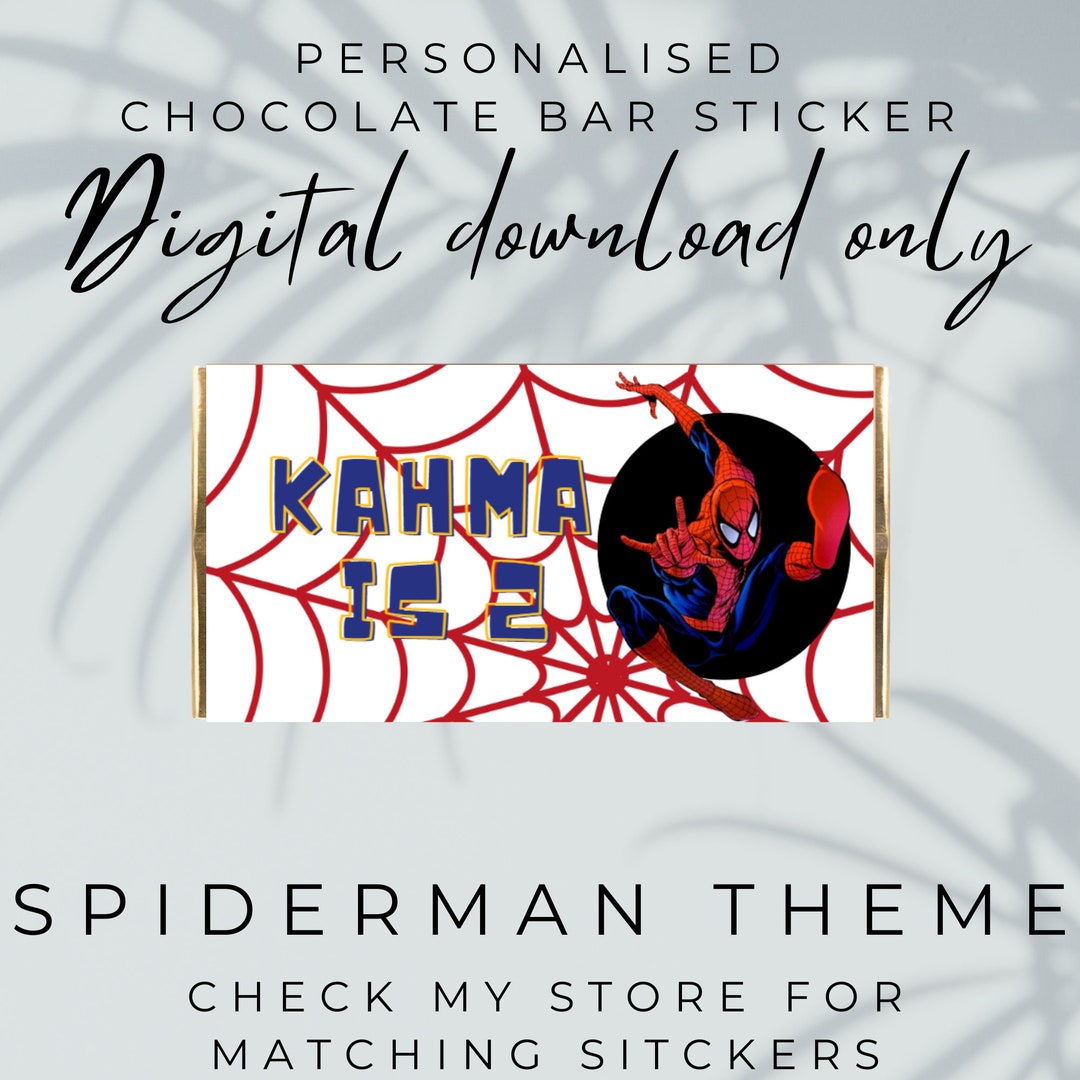Spider Man Hero Personalised Chocolate Bar Wrapper Digital Download - Etsy