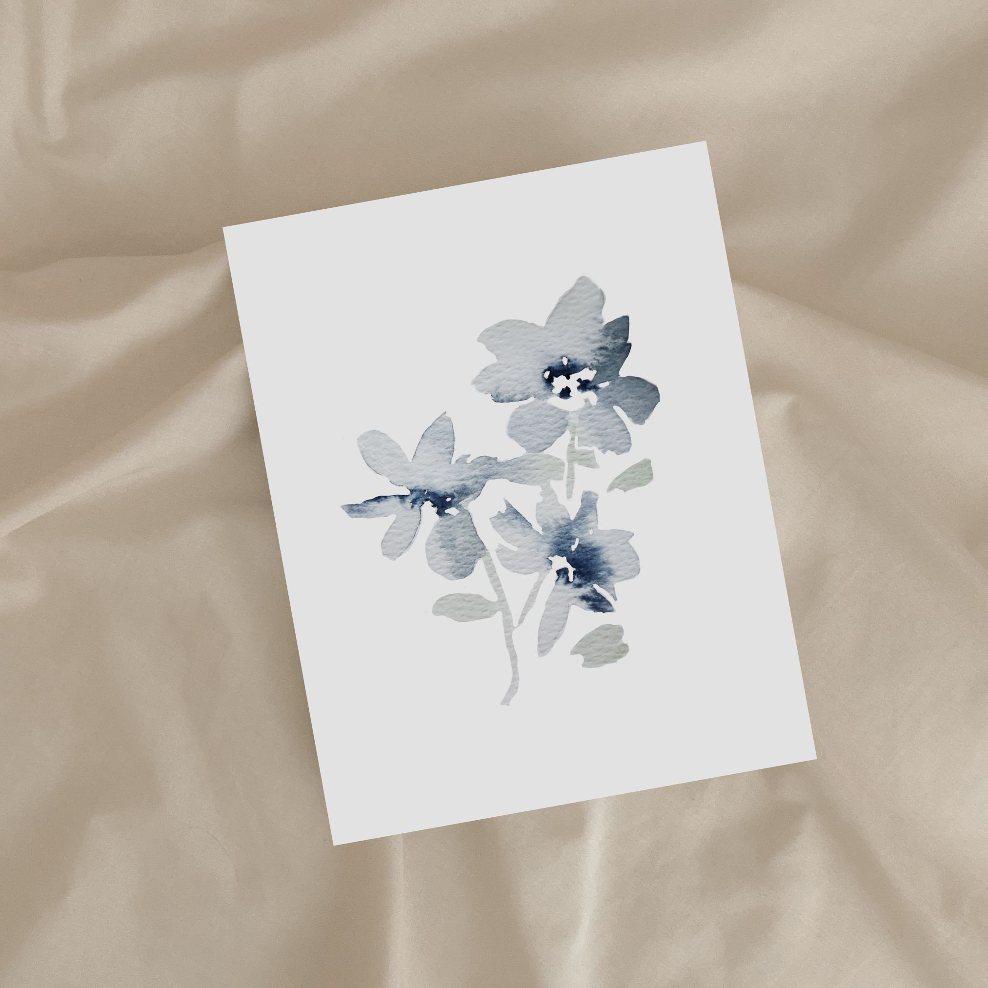 Dutch Blue Floral Watercolor Art Print - Etsy