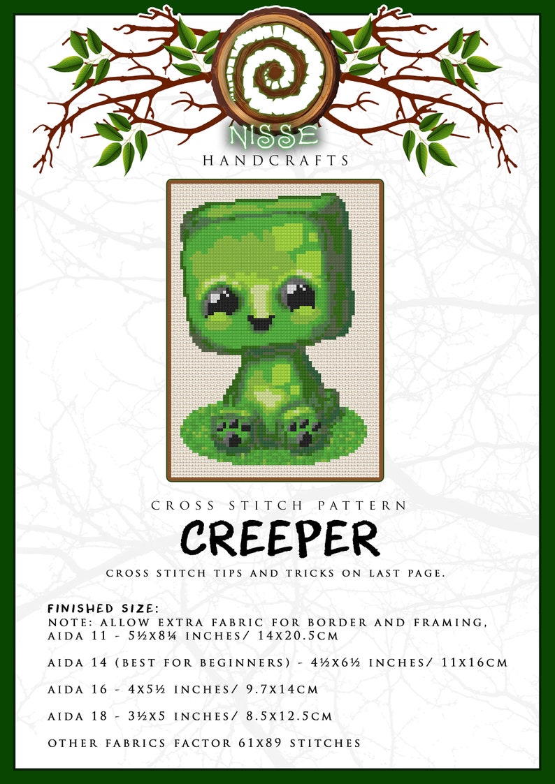 Cross Stitch Pattern Baby Minecraft Creeper - Etsy