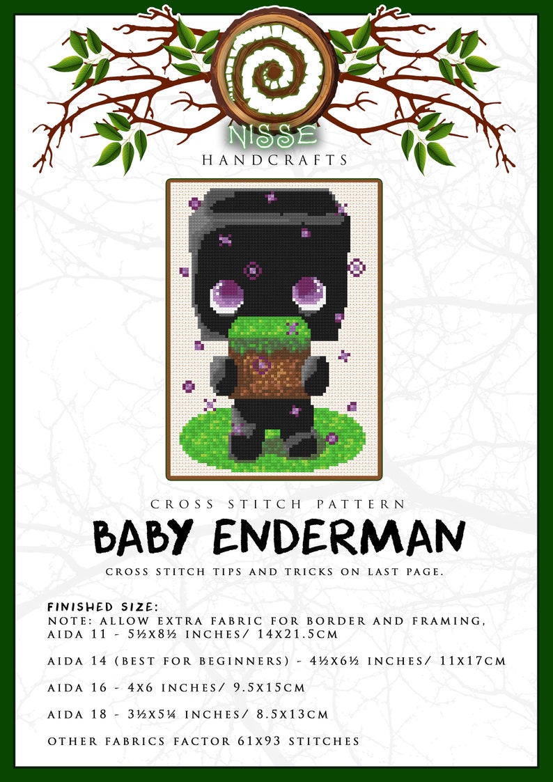 Cross Stitch Pattern Baby Enderman - Etsy
