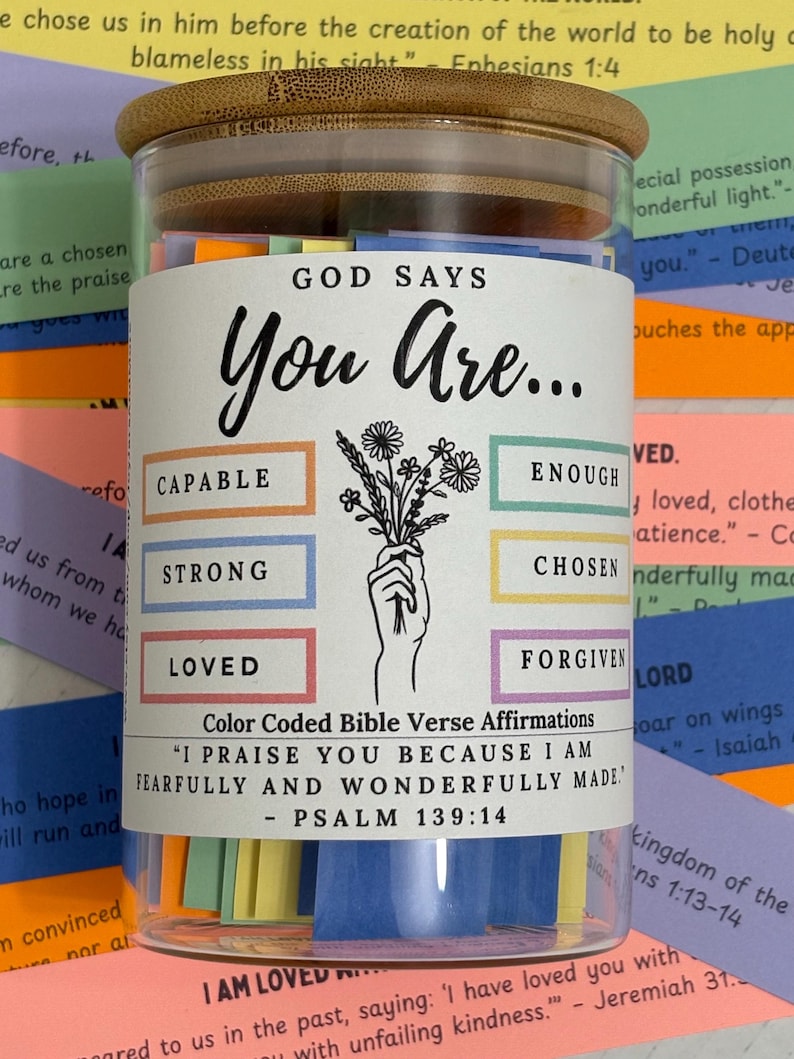 Bible Verse Jar: Christian Affirmations, Scripture Gift/god Says YOU ...