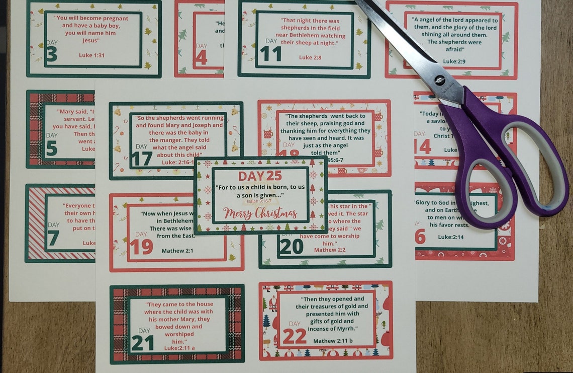 Advent Calendar Bible Verses For Christmas 25 Easy To Read Etsy
