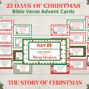 Advent Calendar Bible Verses for Christmas 25 Easy to Read Cards Advent ...