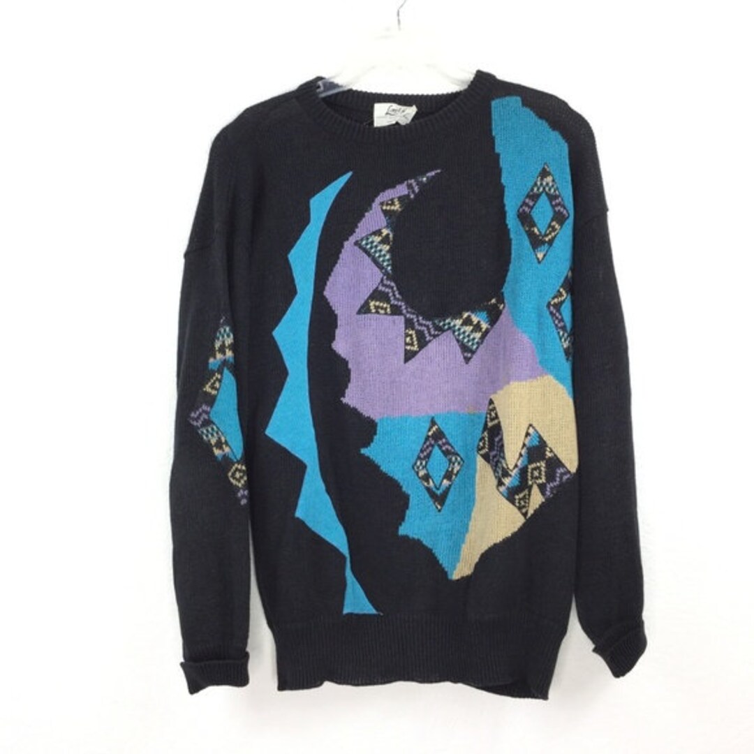 Vintage Linea H Sweater Sweater, Retro Menswear, Men's S Black Sweater ...