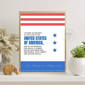 Pledge of Allegiance Print Homeschool Wall Art, Patriotic, Classroom ...