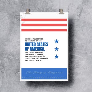 Pledge of Allegiance Print Homeschool Wall Art, Patriotic, Classroom ...