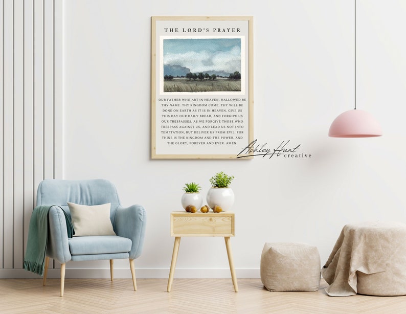 Lord's Prayer Printable Christian Wall Art, Prayer Poster, Bible Verse ...