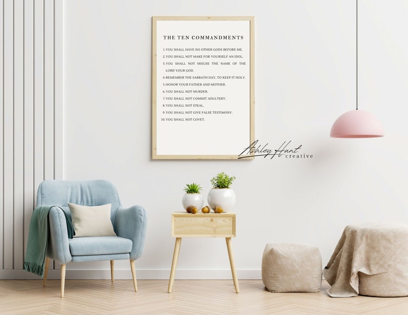 Ten Commandments Printable Christian Wall Art, Prayer Poster, Bible ...