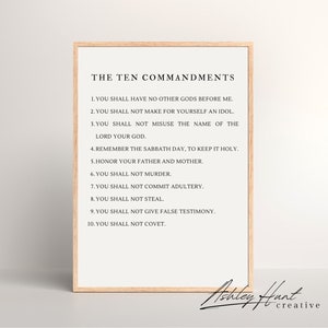 Ten Commandments Printable Christian Wall Art, Prayer Poster, Bible ...