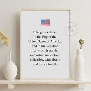 Pledge of Allegiance Art Print: Patriotic Classroom Poster (digital ...