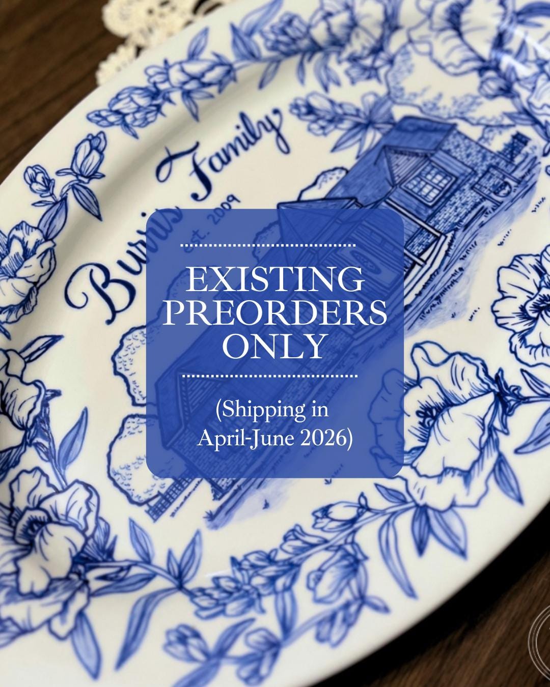 Custom Hand Painted Platter | Delft Blue Style Ceramic Stoneware ...