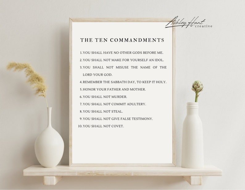 Ten Commandments Printable Christian Wall Art, Prayer Poster, Bible ...