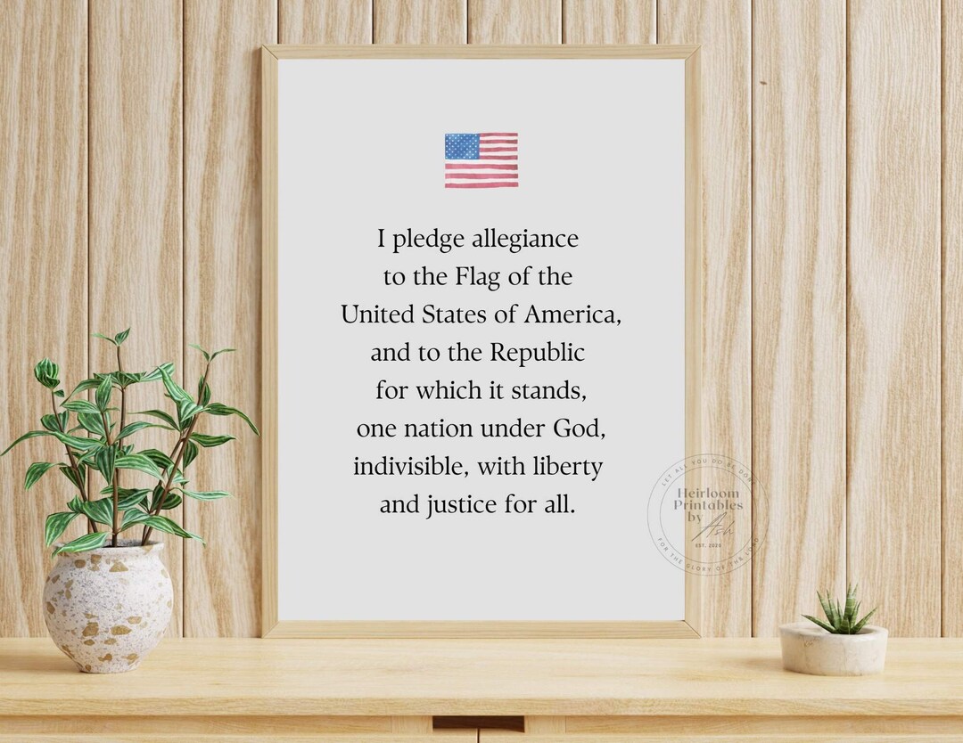 Pledge of Allegiance Art Print: Patriotic Classroom Poster (digital ...