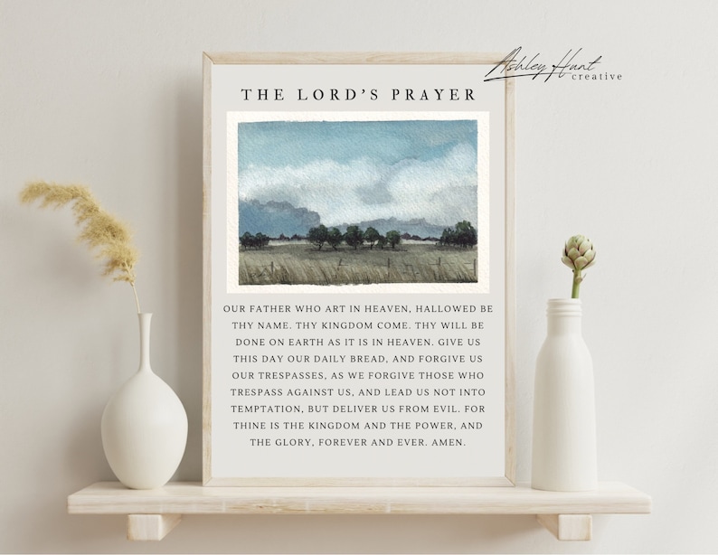 Lord's Prayer Printable Christian Wall Art, Prayer Poster, Bible Verse ...