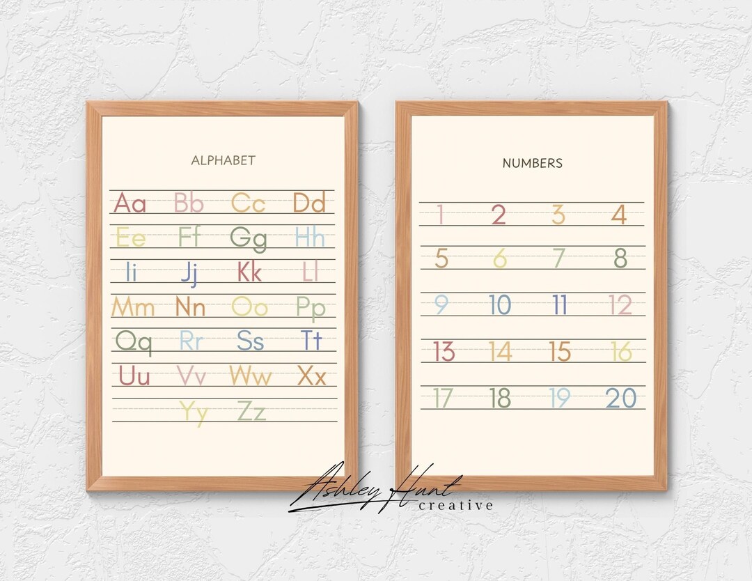Alphabet Numbers Duo Printable, Manuscript Poster, Classroom Charts ...