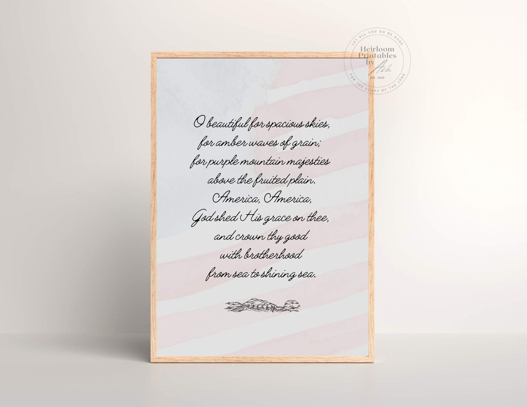 America the Beautiful Print #1 | Homeschool Wall Art, Patriotic ...