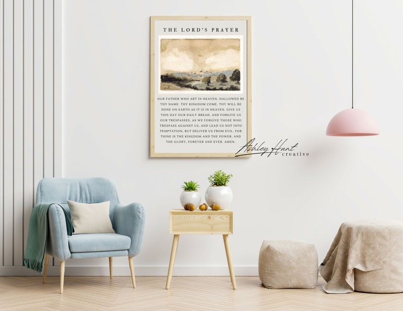 Lord's Prayer Printable Christian Wall Art, Prayer Poster, Bible Verse ...