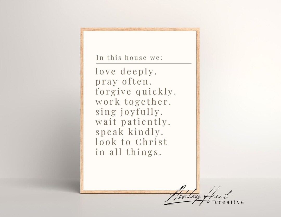 Christian House Rules Print: Family Values Wall Art (digital Download ...
