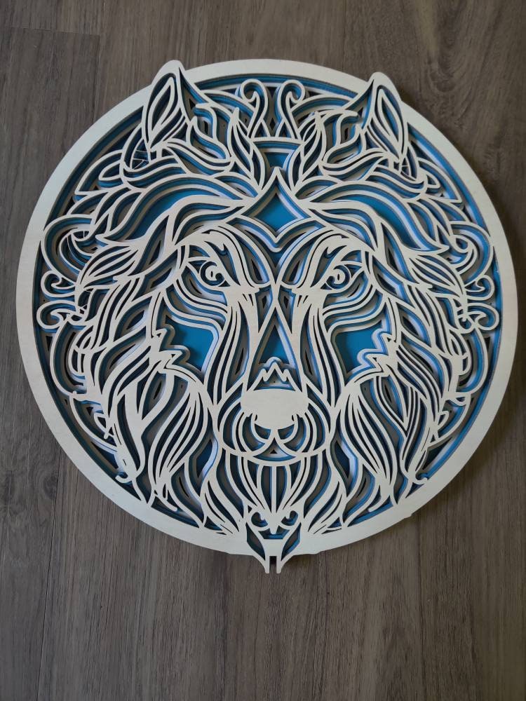 Geometric Layered Wooden Wolf Cut Out Wolf Wall Art Wooden | Etsy