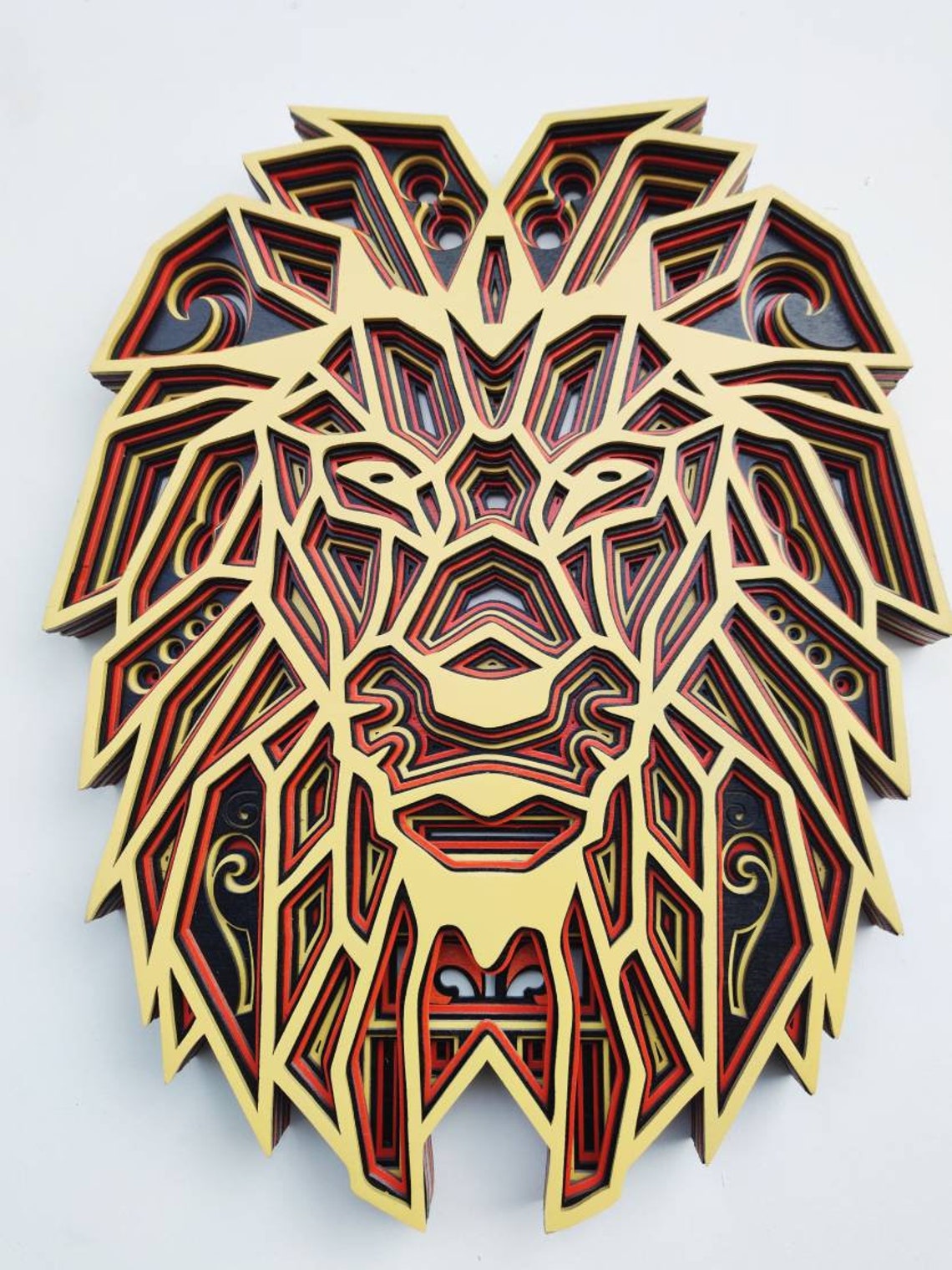Geometric Layered Lion Head Wooden Wall Art Fierce Lion | Etsy