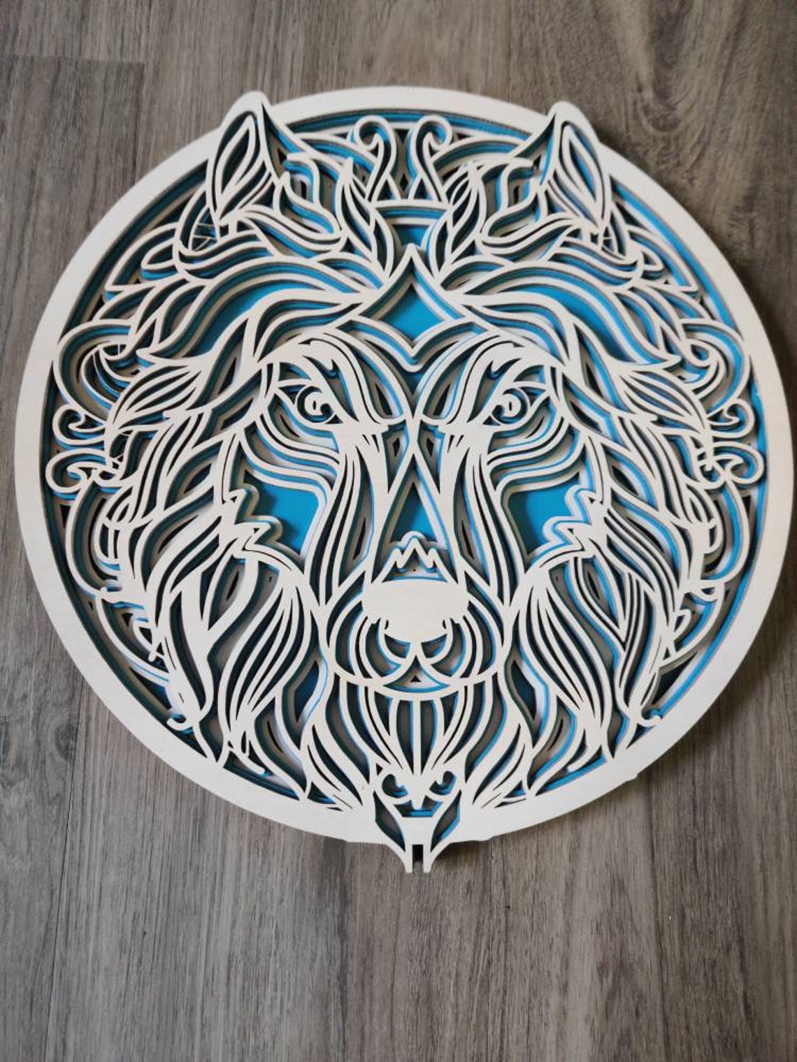 Geometric Layered Wooden Wolf Cut Out Wolf Wall Art Wooden | Etsy