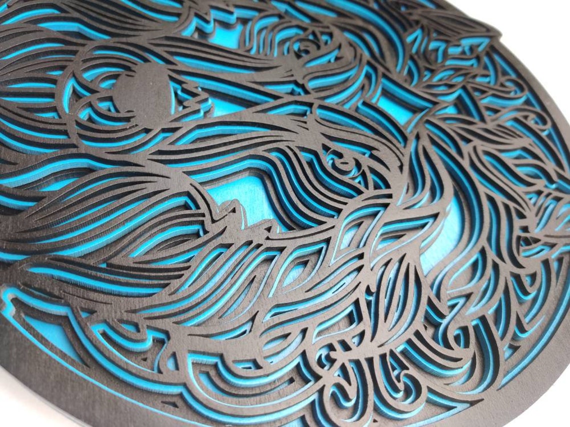 Geometric Layered Wooden Wolf Cut Out Wolf Wall Art Wooden | Etsy