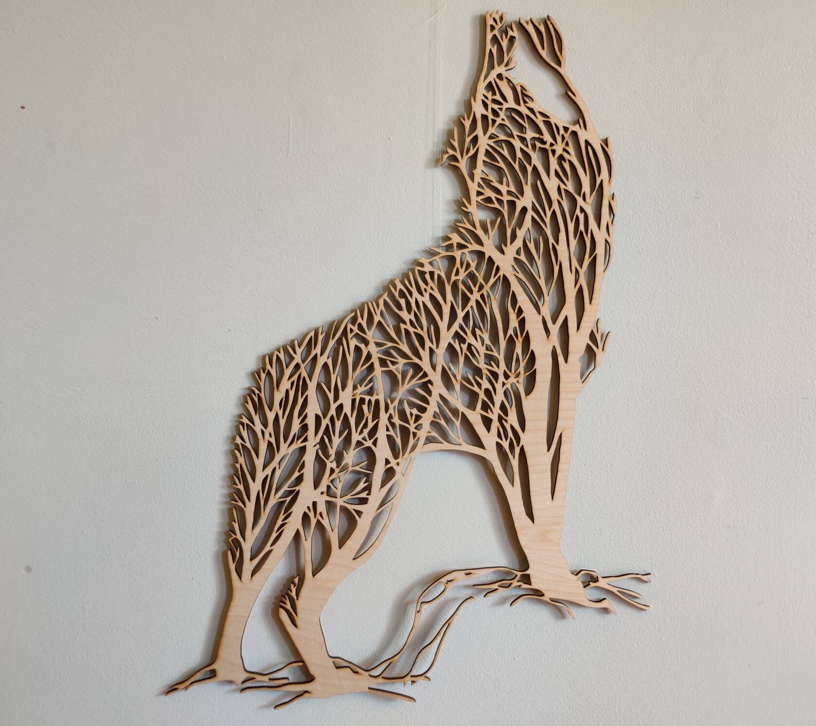 Wolf Wall Art Tree Vine Wall Hangings Man Cave Decor Wooden - Etsy