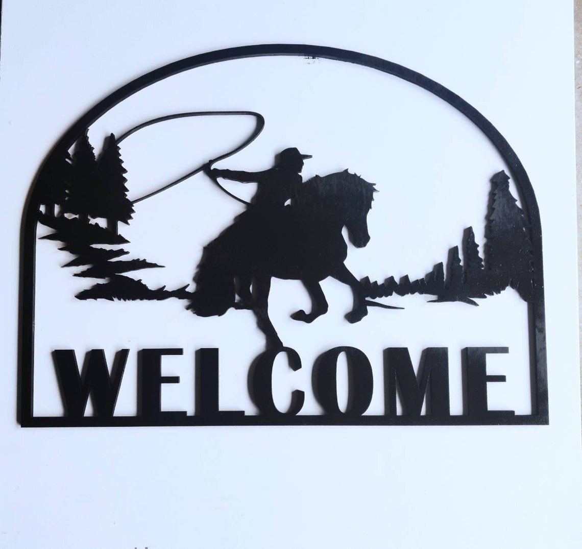 Cowboy Welcome Sign Welcome Wall Hangings Welcome Sign Home - Etsy