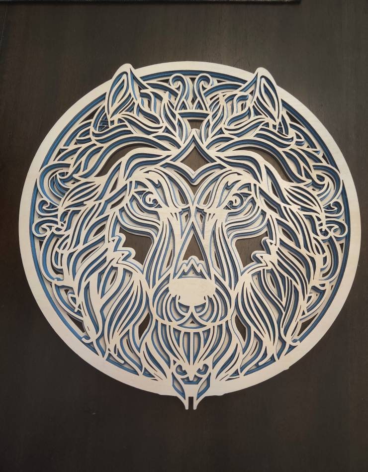 Geometric Layered Wooden Wolf Cut Out Wolf Wall Art Wooden | Etsy