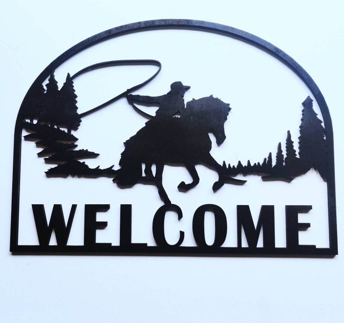 Cowboy Welcome Sign Welcome Wall Hangings Welcome Sign Home - Etsy