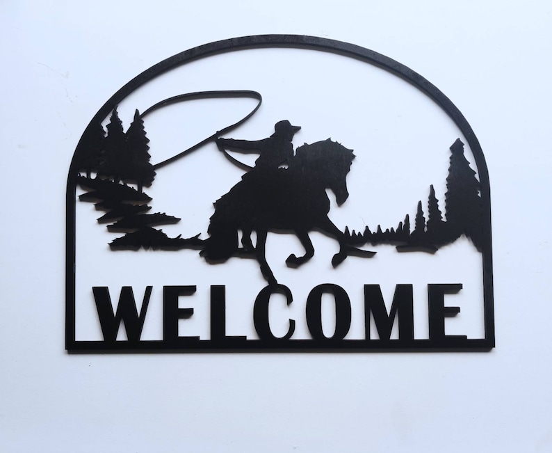 Cowboy Welcome Sign Welcome Wall Hangings Welcome Sign Home - Etsy