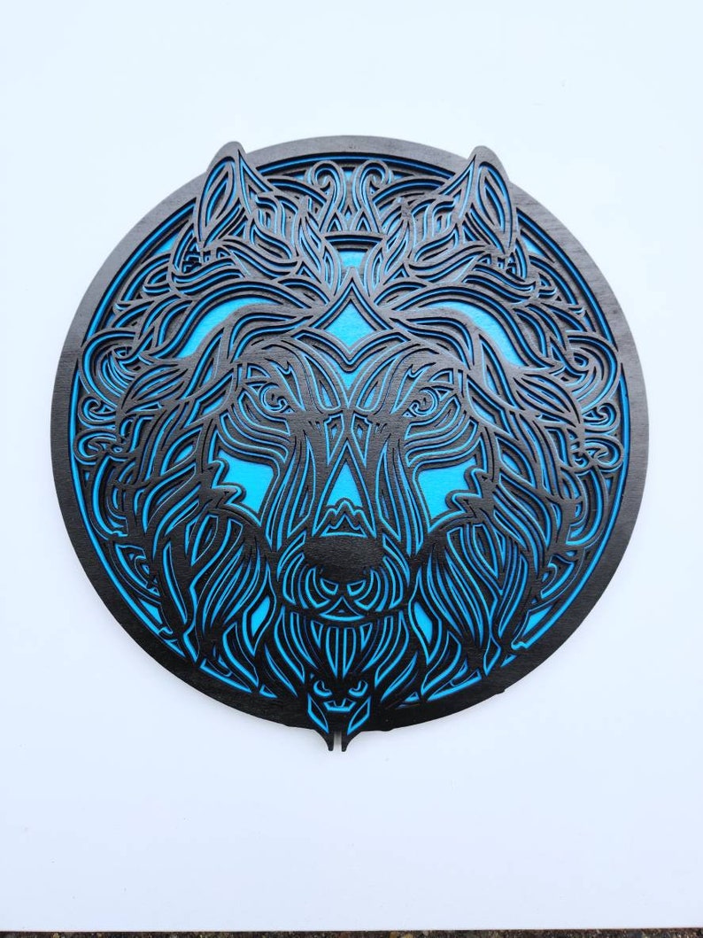 Geometric Layered Wooden Wolf Cut Out Wolf Wall Art Wooden | Etsy