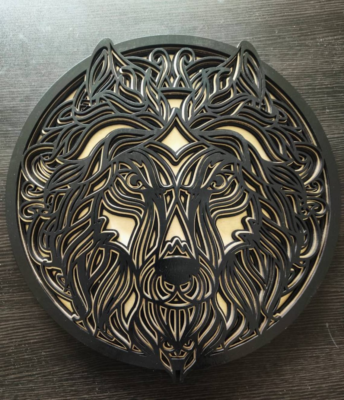 Geometric Layered Wooden Wolf Cut Out Wolf Wall Art Wooden | Etsy