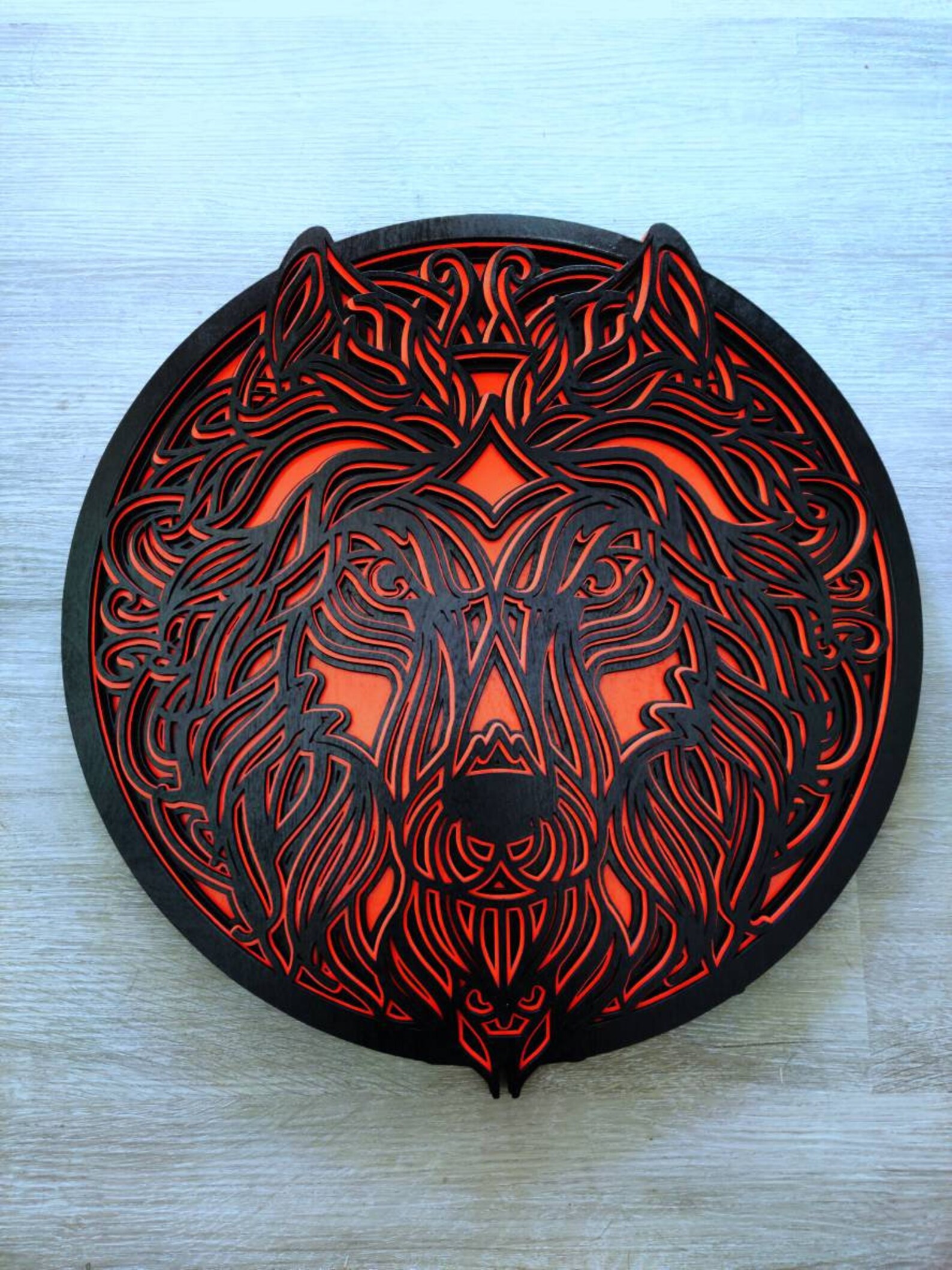 Geometric Layered Wooden Wolf Cut Out Wolf Wall Art Wooden | Etsy