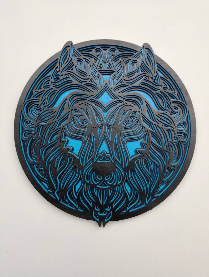 Geometric Layered Wooden Wolf Cut Out Wolf Wall Art Wooden | Etsy