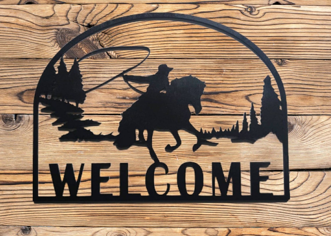 Cowboy Welcome Sign Welcome Wall Hangings Welcome Sign Home - Etsy