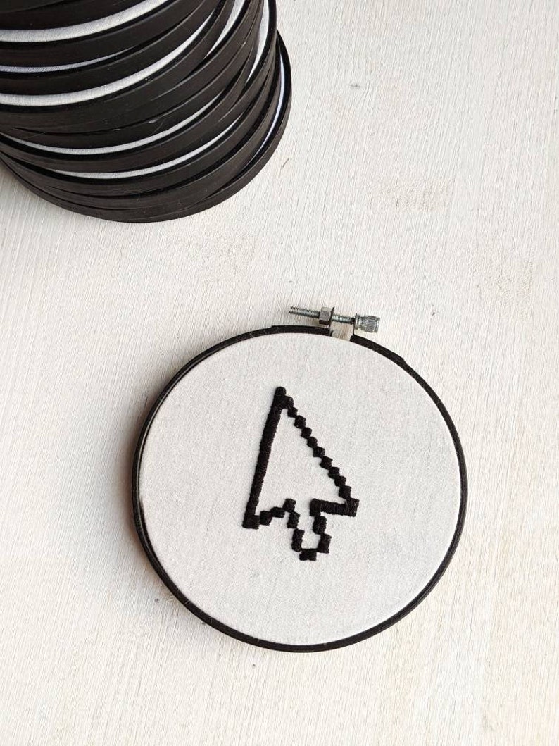 Arrow Mouse Cursor Simple Line Embroidery Wall Hanging Art - Etsy
