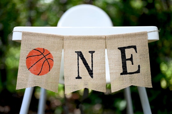 Basketball First Birthday Banner Basketball Burlap Banner | Etsy
