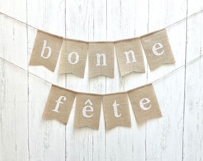 Bonne Fete or Bon Anniversaire Banner, French Happy Birthday Sign ...
