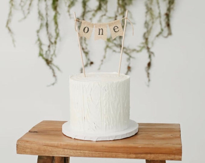 One Cake Topper, 1st Birthday Cake Smash Topper, Burlap Cake Topper ...