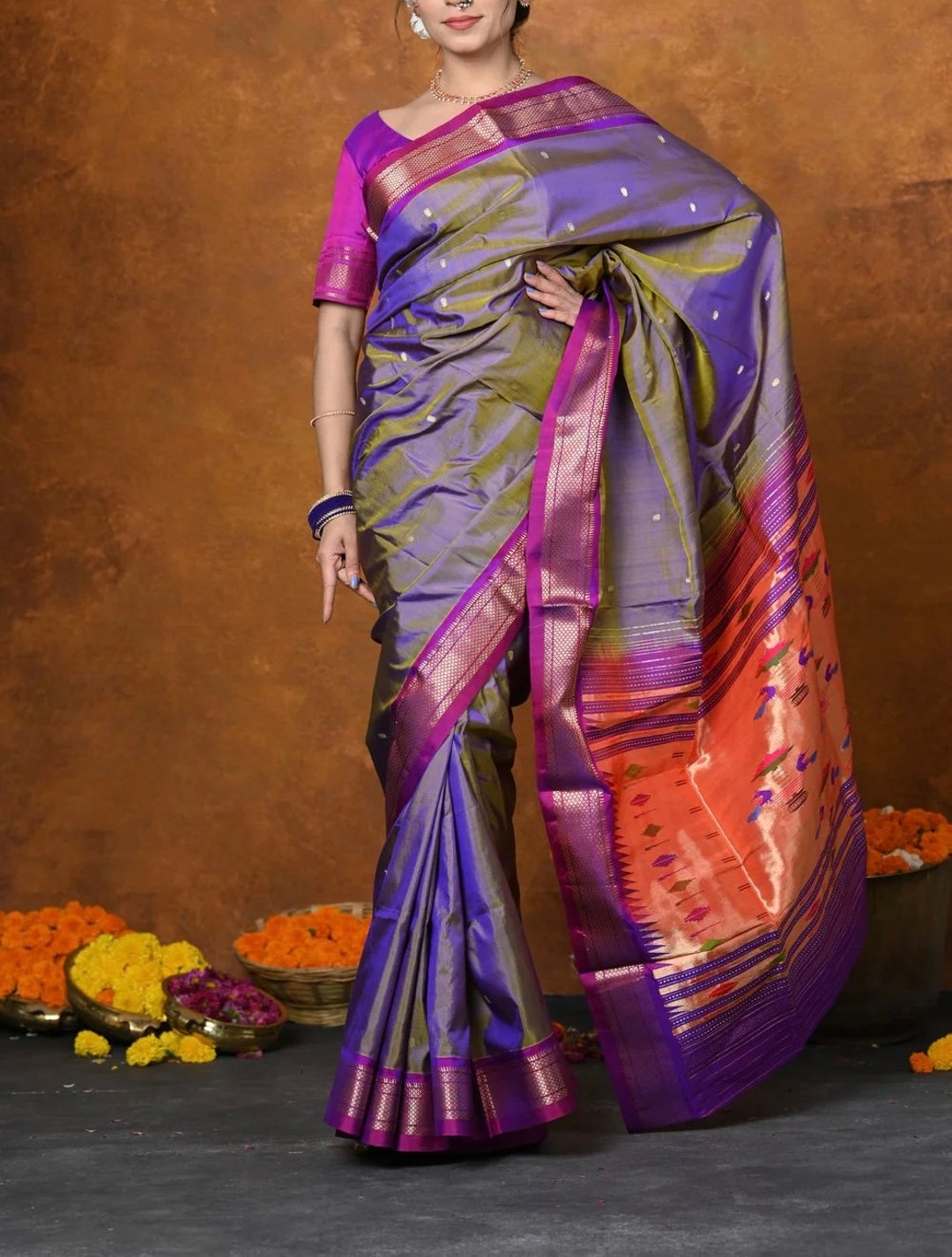 Pure Silk Double Palla Traditional Handmade Paithani Saree/ Yeola ...