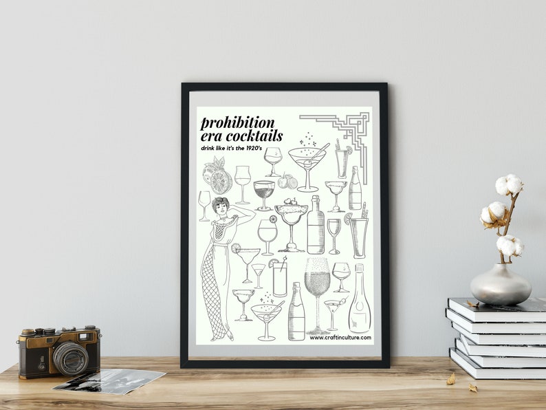 Prohibition Era Cocktail Adult Coloring Page Great Gatsby - Etsy