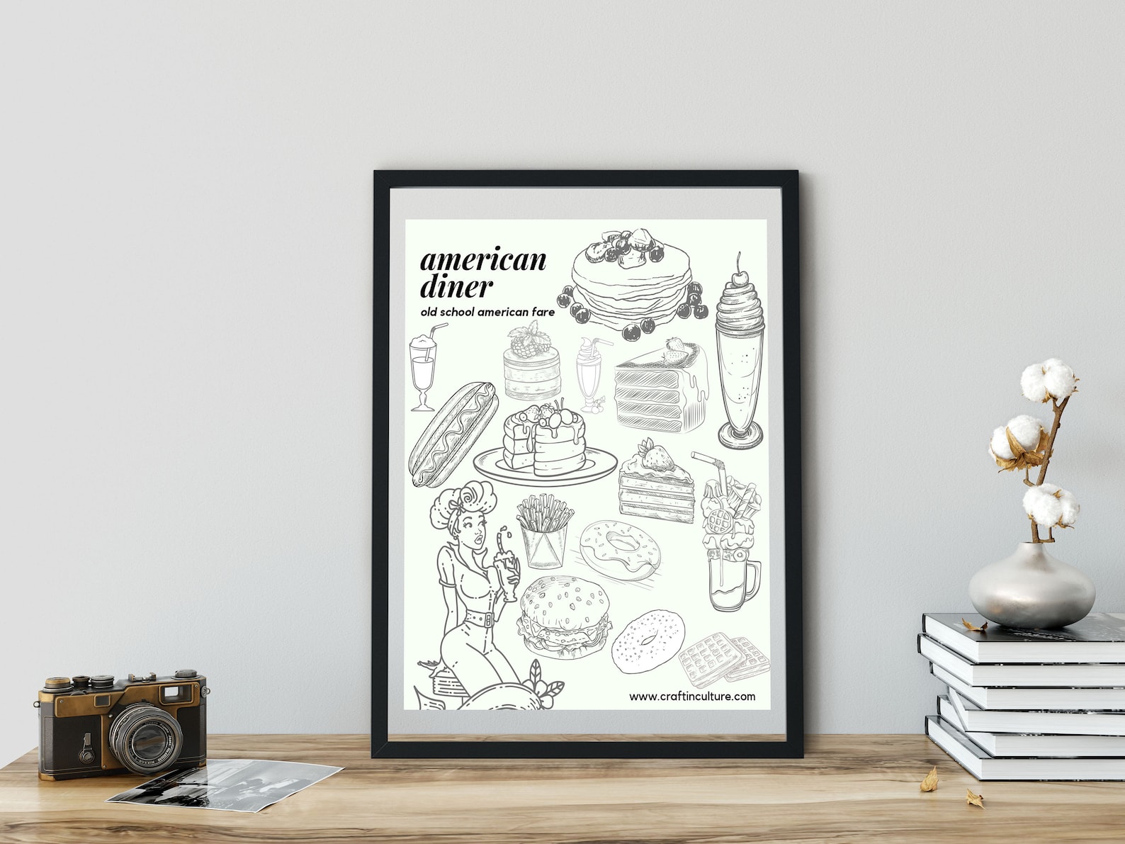 American Diner Theme Coloring Page Old School Diner - Etsy