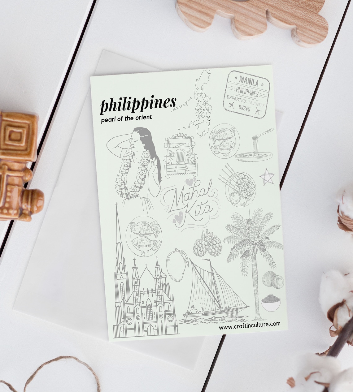 Philippines Coloring Page Pearl of the Orient Palm Trees - Etsy