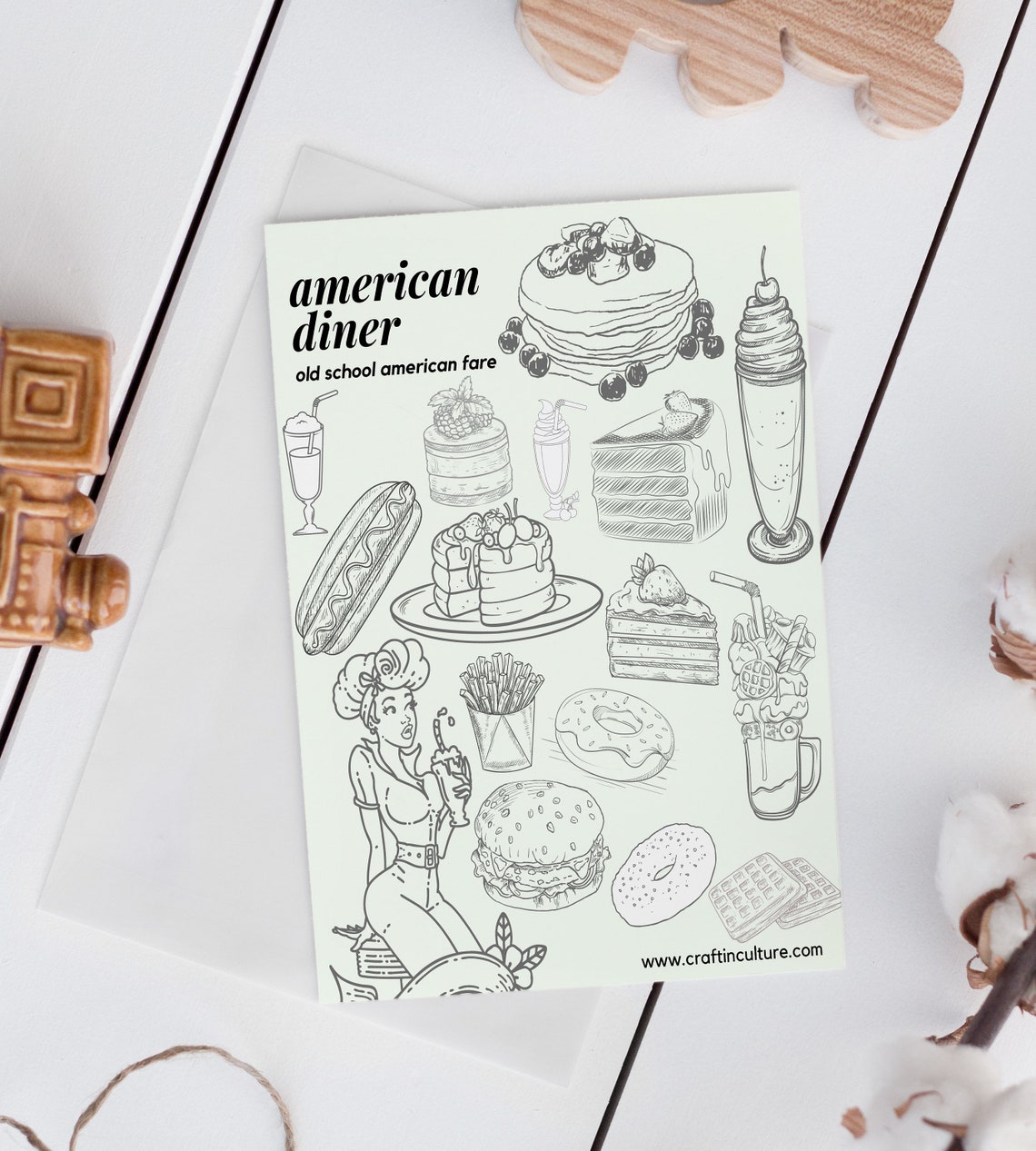 American Diner Theme Coloring Page Old School Diner - Etsy