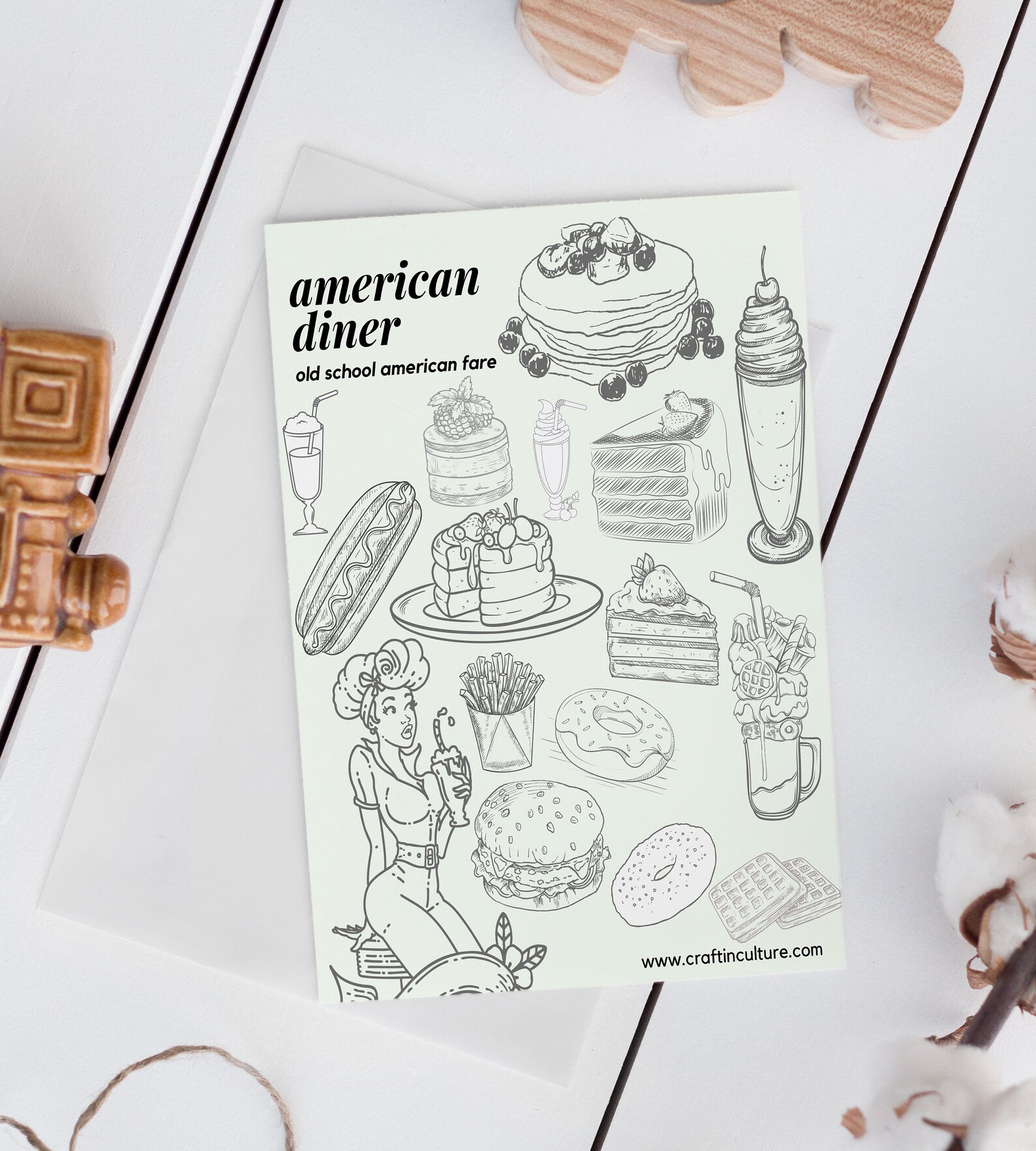 American Diner Theme Coloring Page Old School Diner - Etsy