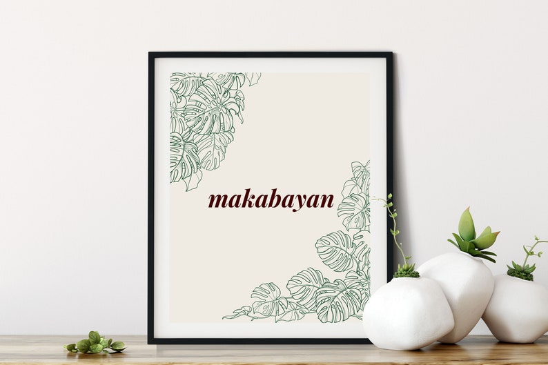 MAKABAYAN Fantastic Filipino Words Filipinx Pride Monstera Leaves ...